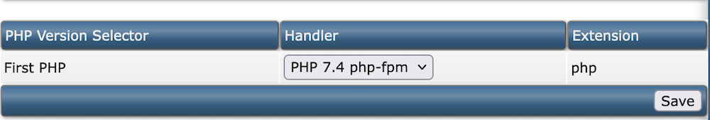 PHP versie wijzigen in de PHP Selector in DirectAdmin
